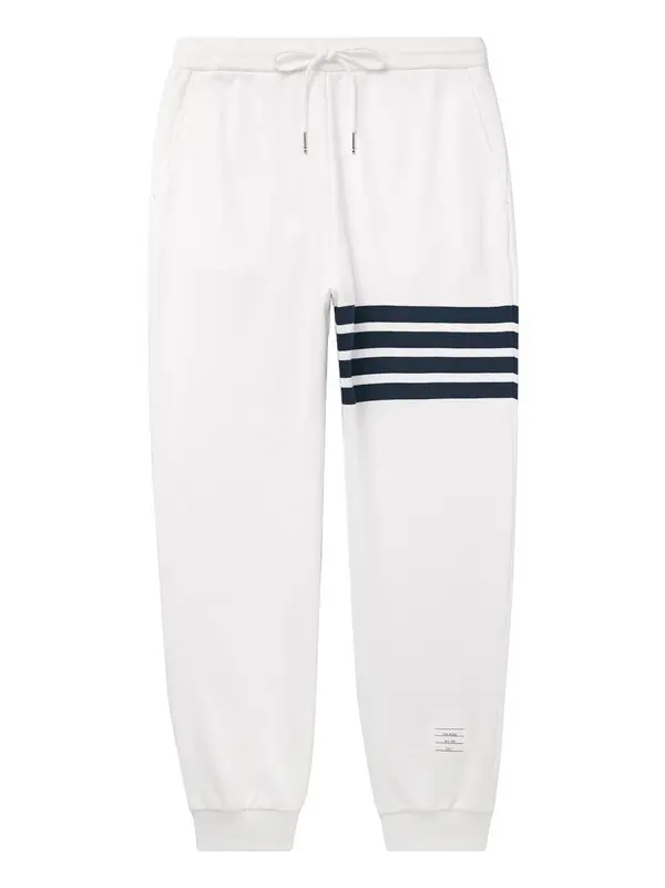 Thom Browne Tapered Striped Loopback Cotton-jersey Sweatpants - White