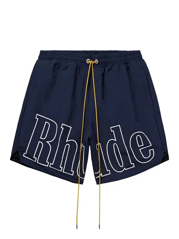 Rhude Straight-leg Logo-print Nylon Shorts - Blue