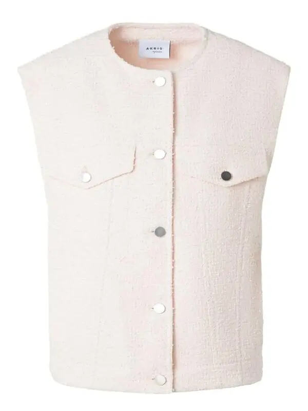 Akris Button-down Boucle Tweed Gilet - Pale Pink-cream