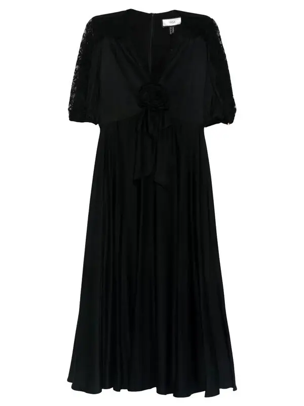 NISSA Floral-lace Dress - Black