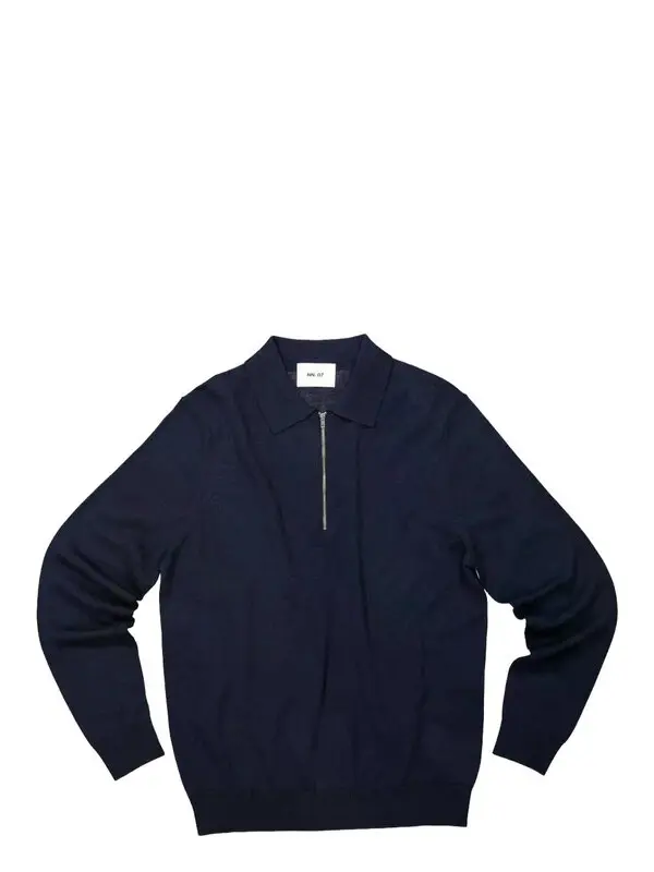 Nn07 Zippered Polo Sweater - Blue