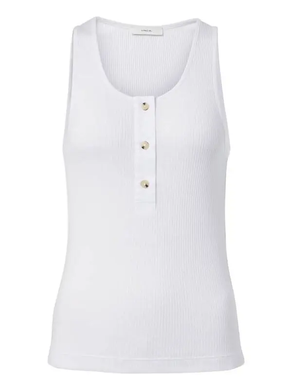 Vince Mixed Media Cotton Tank Top - White