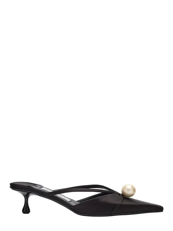 JIMMY CHOO Sana 50 Satin Mules - Black/white