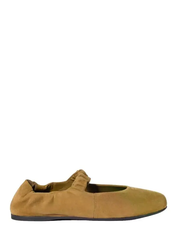 Miu Miu Ruched Suede Ballerina Shoes - Green