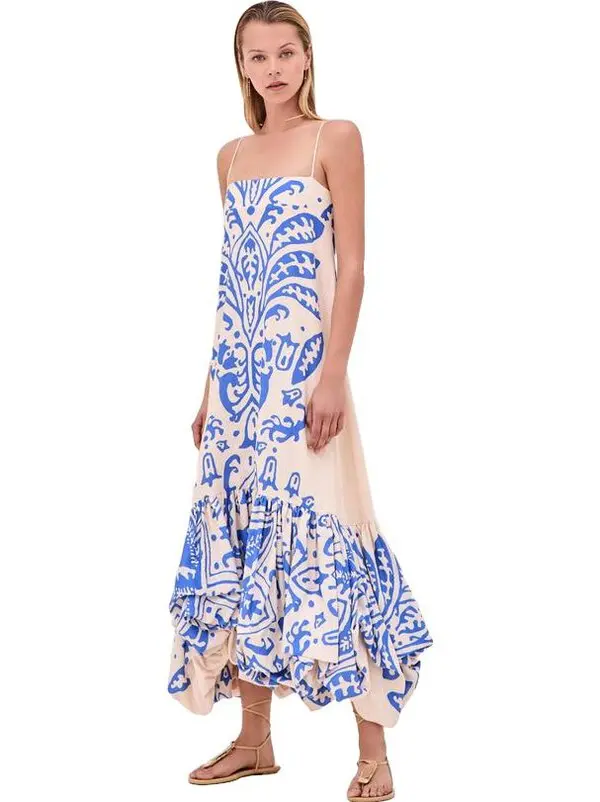 Alexis Ellisa Printed Midi Dress - Natural