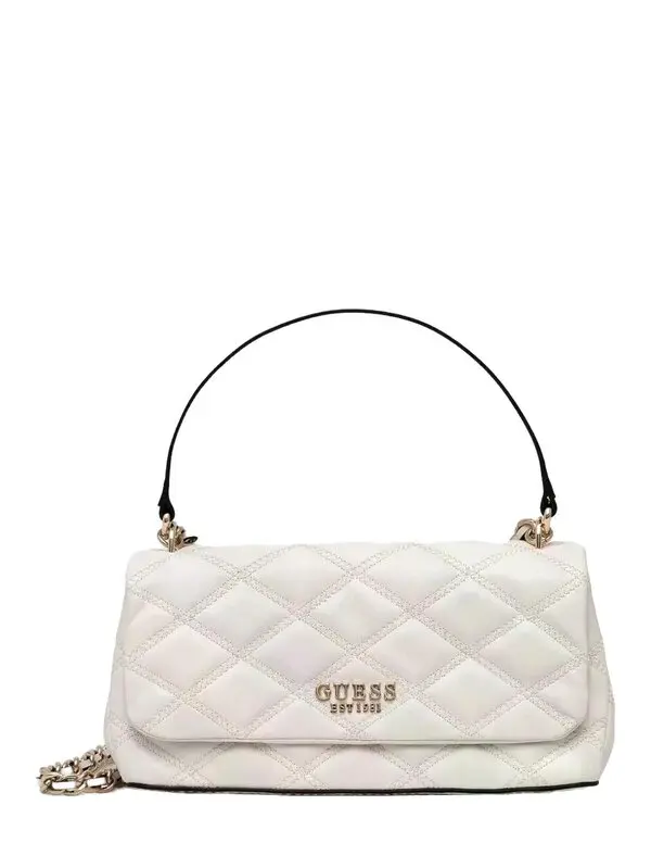 Guess Quilted Tote With Chain Strap - White