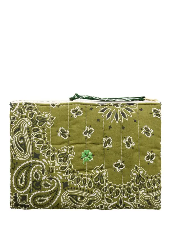 CALL IT BY YOUR NAME Bandana-print Quilted Cotton Pouch - Green