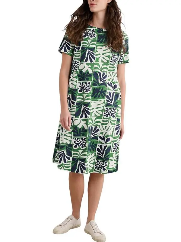 SEASALT CORNWALL Short Sleeve Pipers Dress - Collage Seaweed Hedgerow