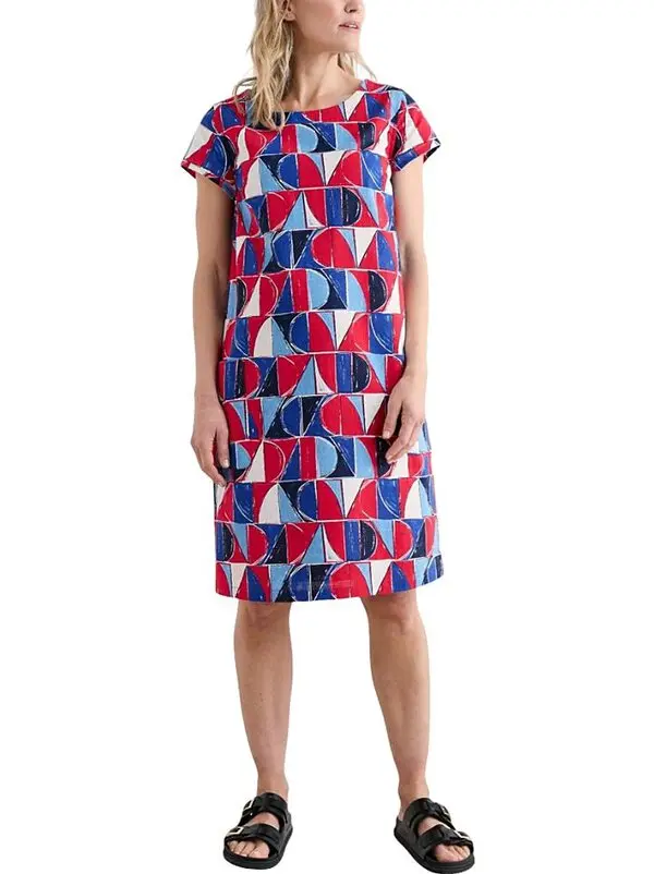 SEASALT CORNWALL River Cove Shift Dress - Sail Geo Scarlet