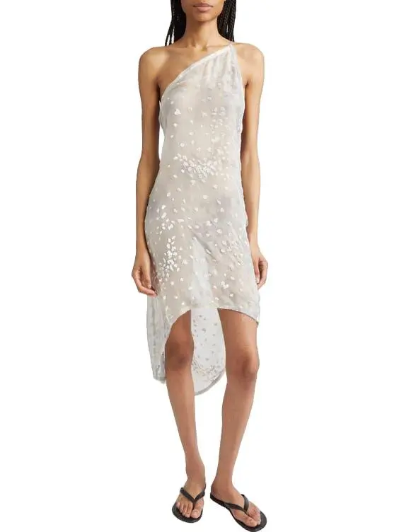 Paloma Wool Tea Velvet Devoré Asymmetric Dress - Light Grey