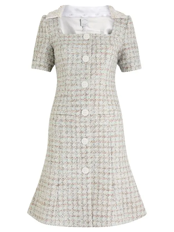 Huishan Zhang Kathleen Metallic Tweed Midi Dress - Blue