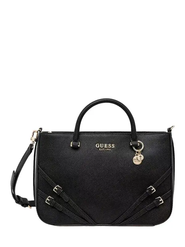 Guess Logo-embellished Structured Tote - Black