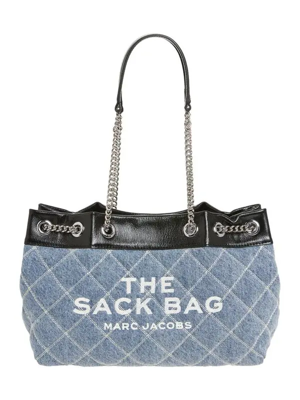 Marc Jacobs Quilted Denim Chain Sack Bag - Light Wash Indigo