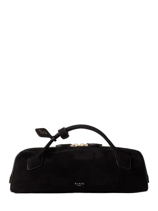 Alaïa Le Teckel Leather-trimmed Suede Clutch - Black