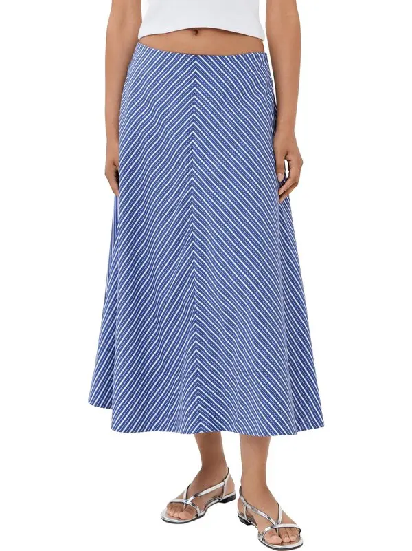 Brandon Maxwell The Knox Low Slung Circle Skirt - Navy Stripe