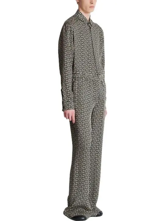 Balmain Monogrammed Flowing Trousers - Black