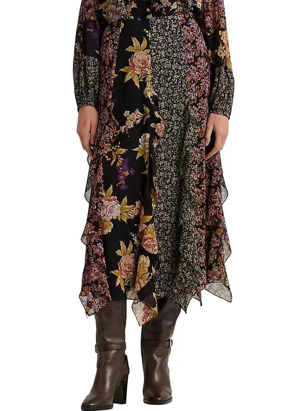Ralph Lauren Printed Midi Skirt - Black