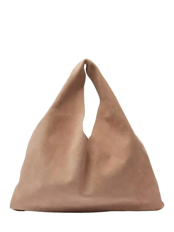 THE ROW Bindle Small Suede Tote - Beige