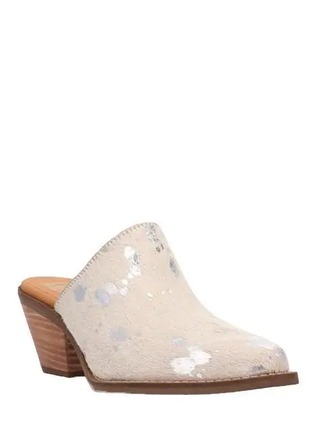 DINGO Cash Cow Calf Hair Mule - Silver