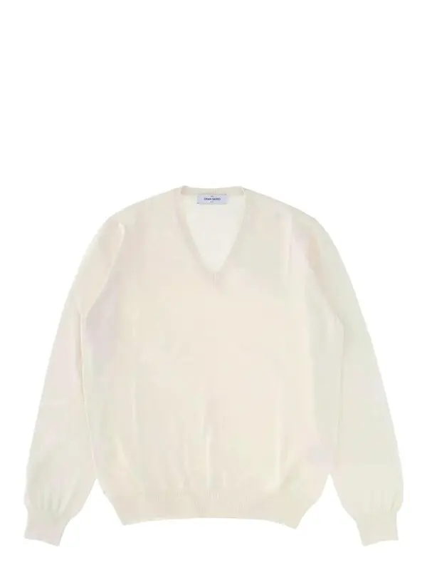 GRAN SASSO V-neck Cotton Sweater - White