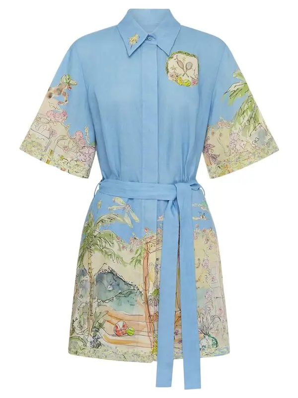 ALEMAIS Anouk Mini Shirtdress - Sky