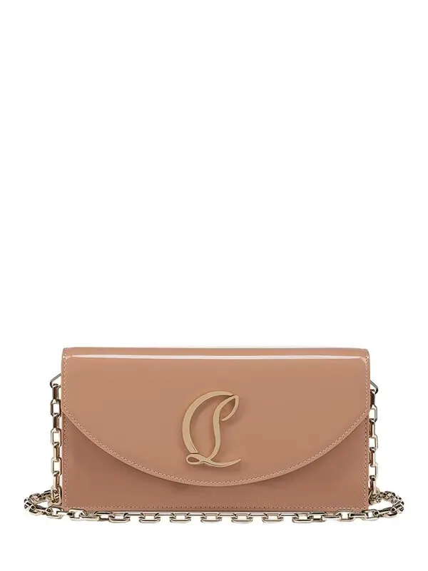 CHRISTIAN LOUBOUTIN Loubi54 Flap Patent Leather Clutch - Blush Silver