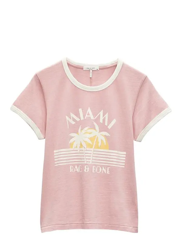Rag & Bone Graphic Print Ringer Tee - Blush