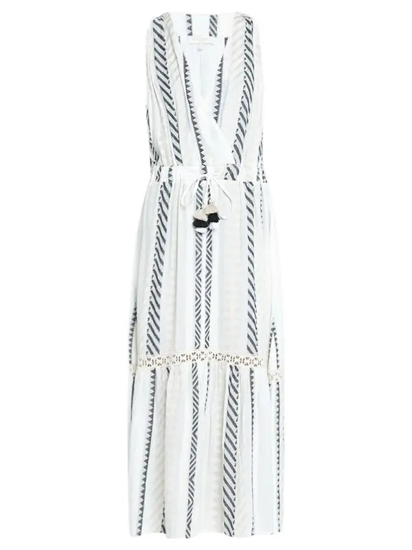Ramy Brook Janine Midi Dress - White Black Combo