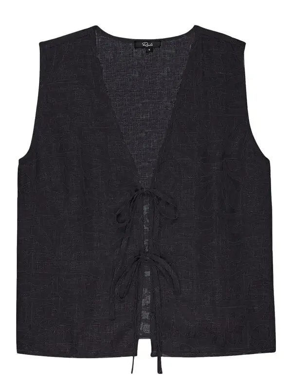Rails Oregon Linen Tie-front Top - Black