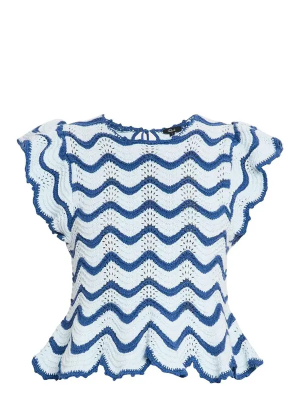 Rails Coen Crochet Flutter-sleeve Top - Azure Scallop