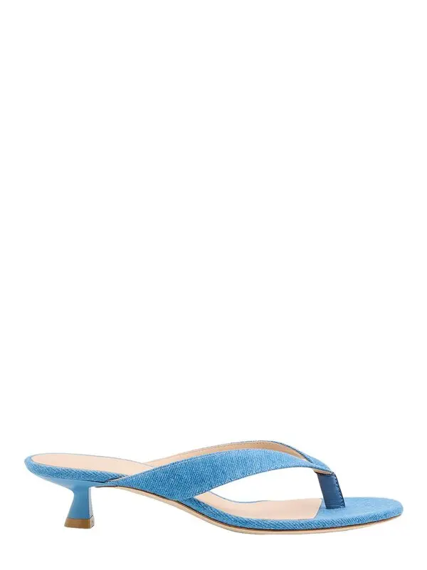 STUART WEITZMAN Rio Denim Thong Kitten-heel Sandals - Blue