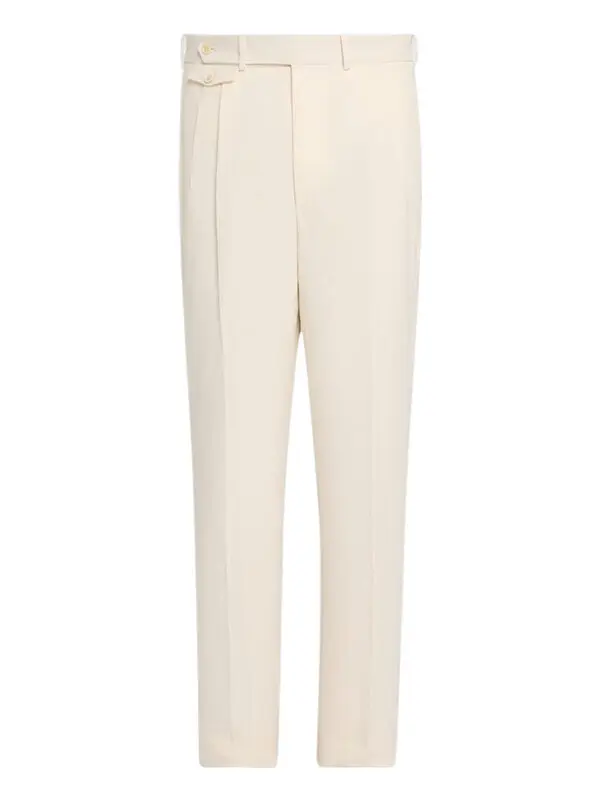 Dunhill Linen Pleated Trousers - Ecru