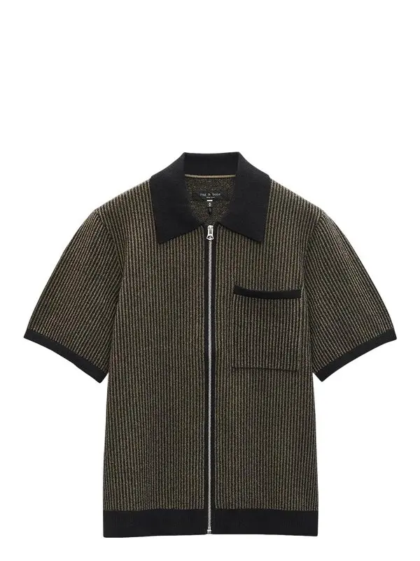 Rag & Bone Zuma Jacquard Zip Sweater - Black