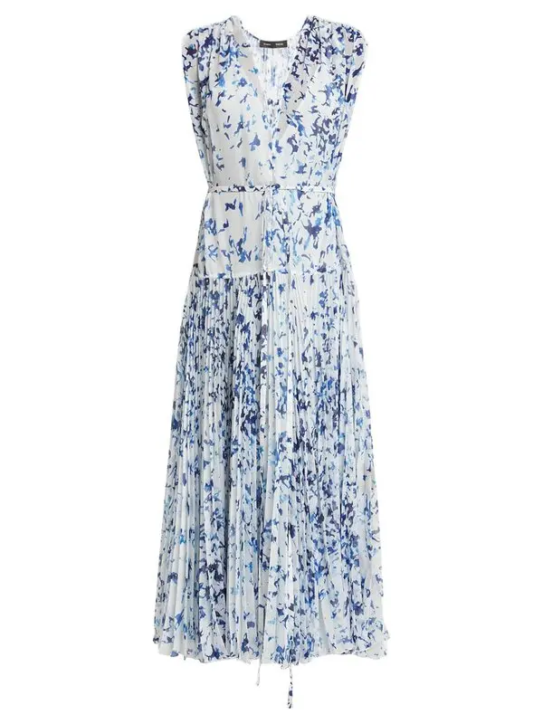 Proenza Schouler Pat Printed Crinkle Chiffon Dress - Sky Blue Multi