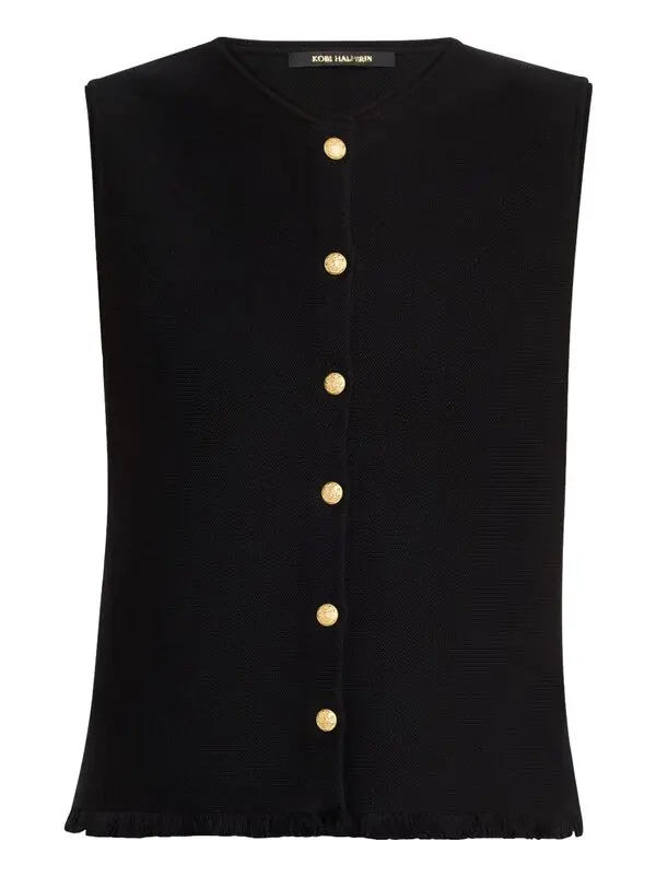 Kobi Halperin Tobias Sleeveless Fringed Sweater Vest - Black