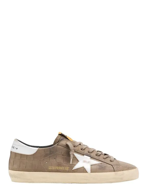 Golden Goose Super-star Croc-printed Sneakers - Brown/silver