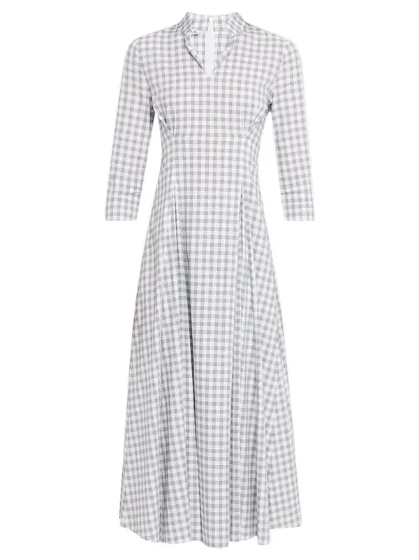 Misook Fit-&-flare Plaid Maxi Dress - Black/white