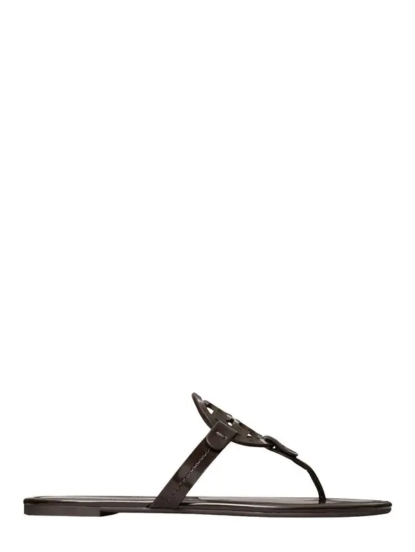 Tory Burch Miller Leather Logo Thong Sandals - Cocoa