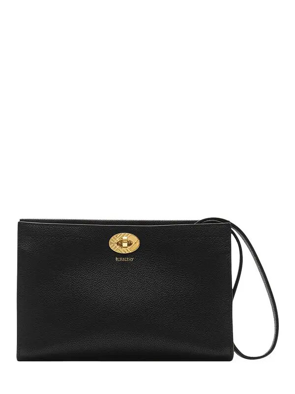 Burberry Cotswolds Grainy Leather Pouch - Black