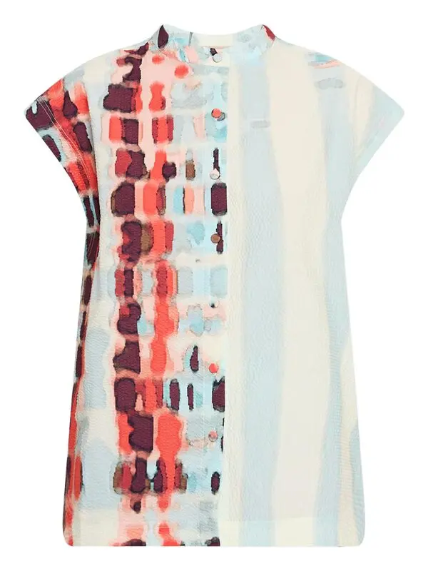 Silvia Tcherassi Adele Short-sleeve Textured Blouse - Aqwtrclr
