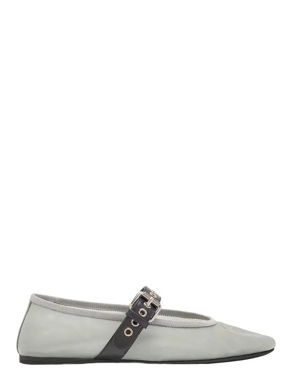 Miu Miu Mesh Buckle Mary-jane Ballerina Flats - Alluminio
