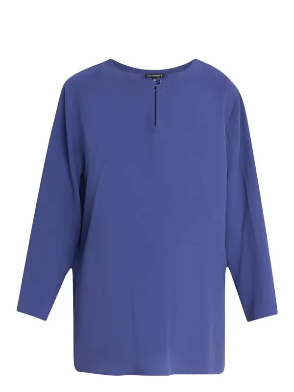 Eileen Fisher Keyhole Silk Georgette Crepe Tunic - Bluette