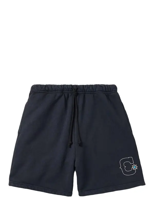CHERRY LOS ANGELES Straight-leg Logo-embroidered Cotton-jersey Shorts - Black