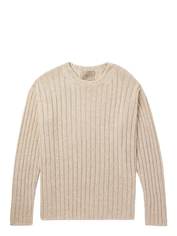FEDERICO CURRADI Ribbed Linen And Organic Cotton-blend Sweater - Neutrals