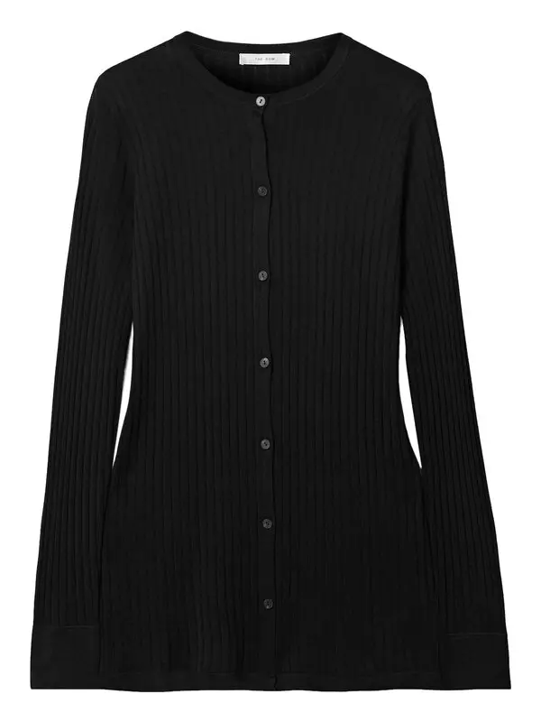 THE ROW Kanya Ribbed-knit Cardigan - Black