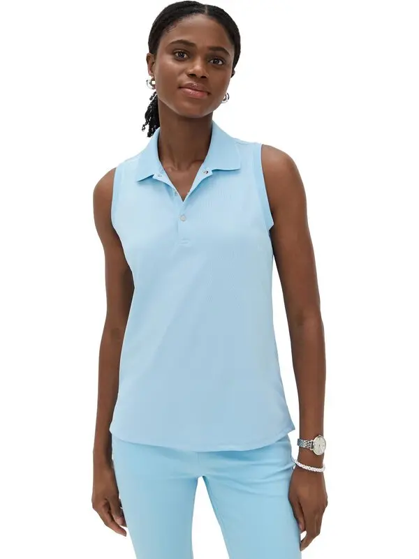 Ralph Lauren Sleeveless Air Tech Pique Polo - Pool Blue