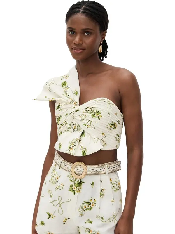 Camilla Asymmetric Bow Top - Botanical Utopia