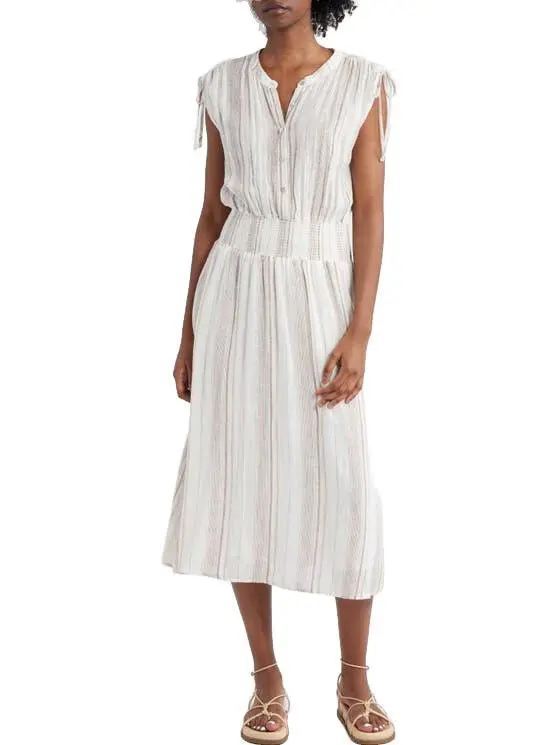 Rails Melodie Linen-blend Stripe Midi Dress - Reims Stripe