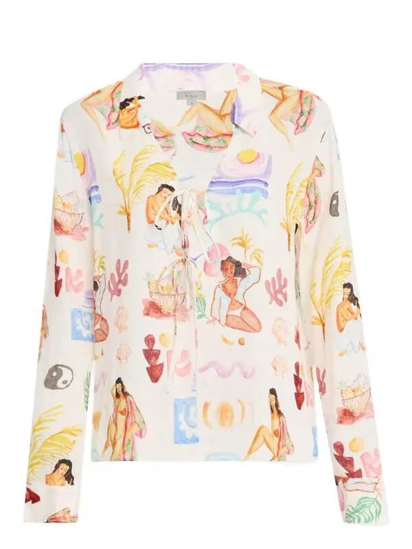 Rails Bathing Ladies Elm Tie-front Linen Top - Ivory Bathing Ladies