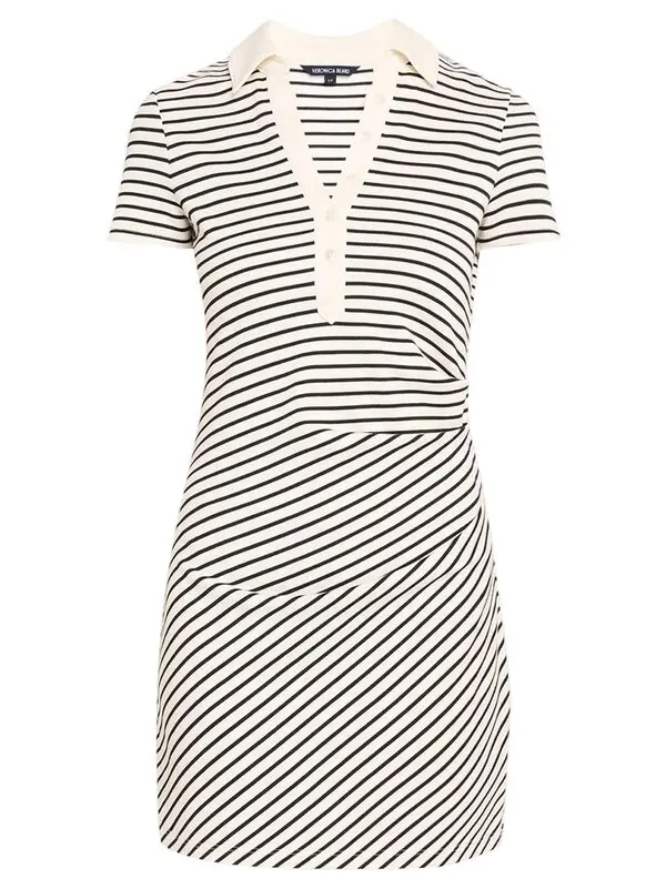 Veronica Beard Lanier Stripe Short-sleeve Polo Dress - Dove Black